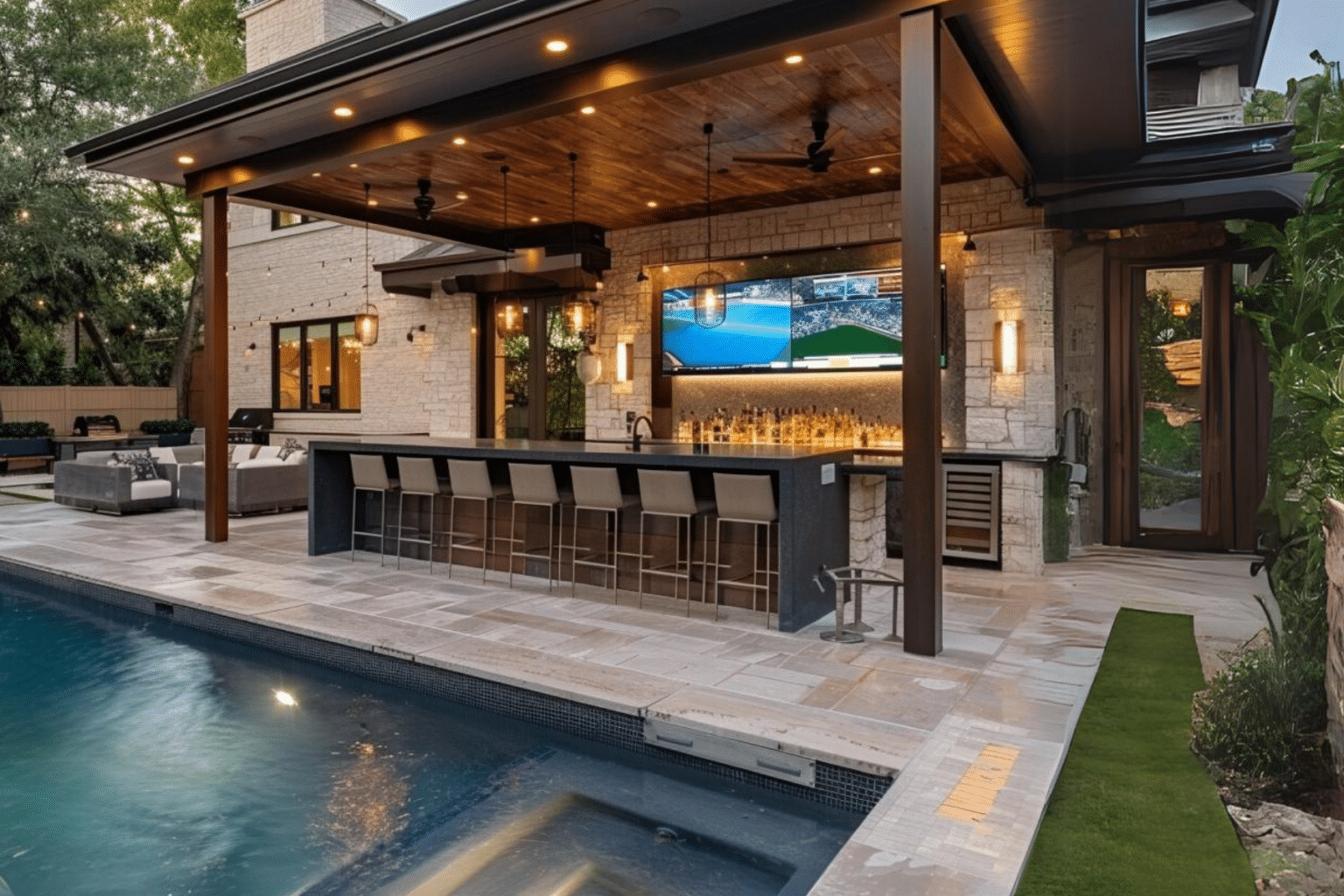 11 Ultimate Outdoor Backyard Sports Bar Ideas for Your Home - Basic ...