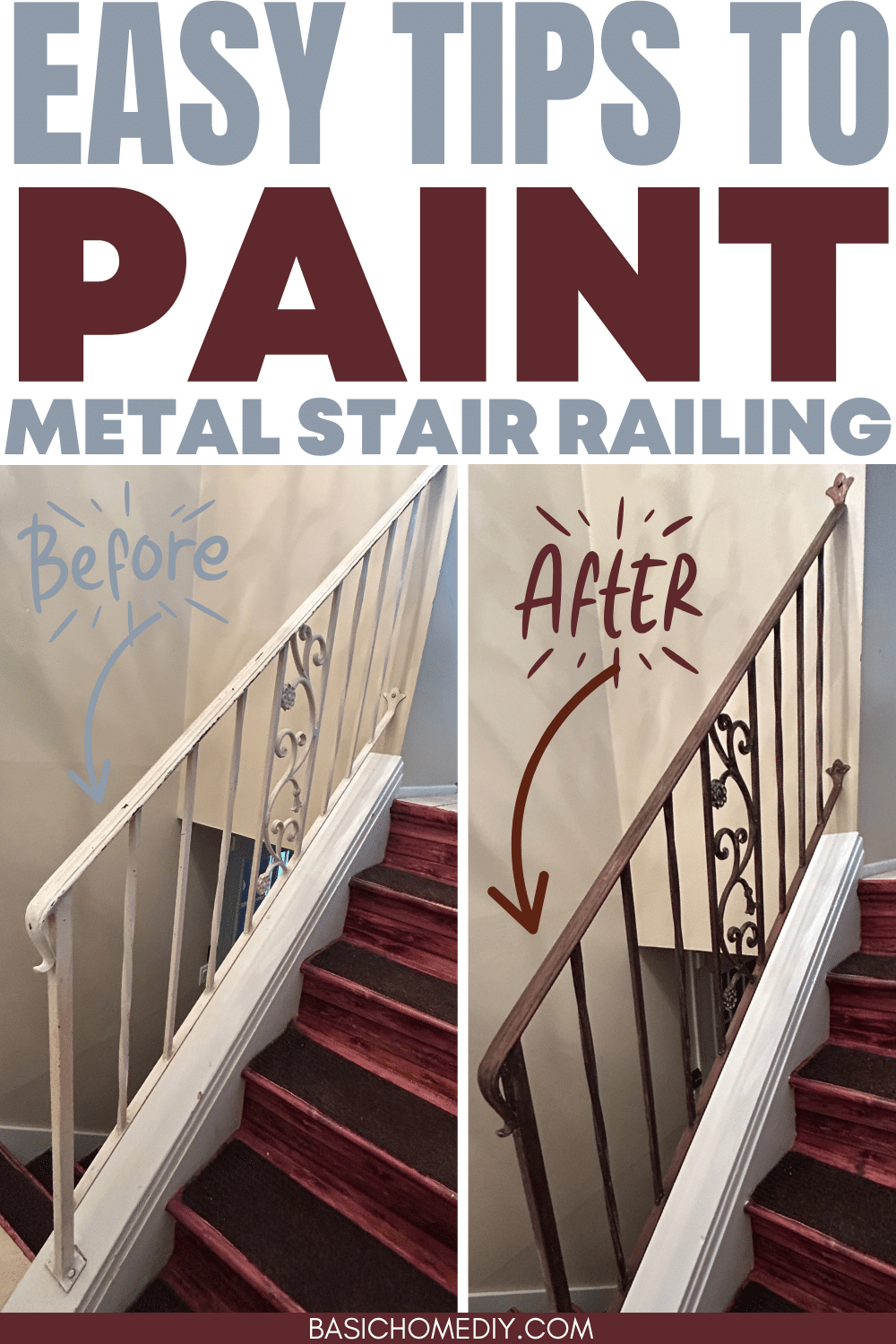 Easy Tips to Refresh and Paint Metal Stair Railing - Basic Home DIY