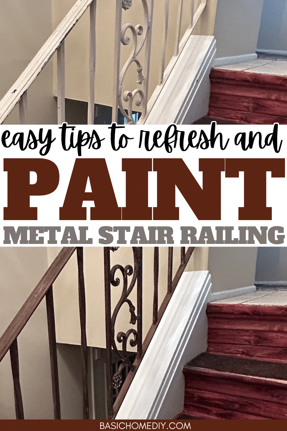 Easy Tips to Refresh and Paint Metal Stair Railing - Basic Home DIY