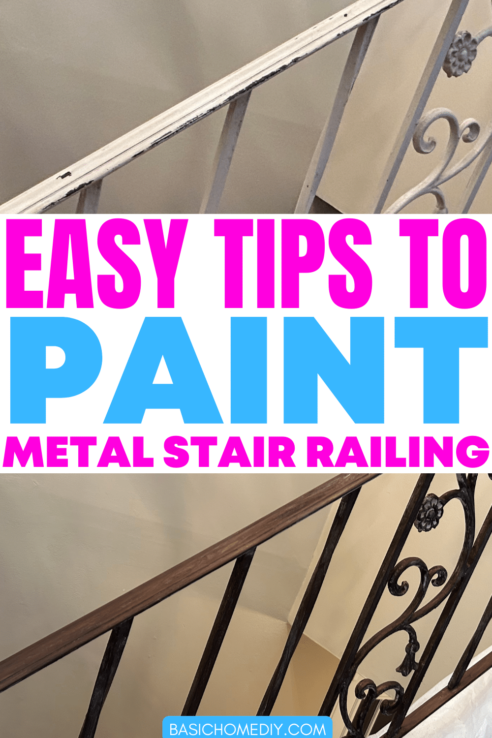 Easy Tips to Refresh and Paint Metal Stair Railing - Basic Home DIY