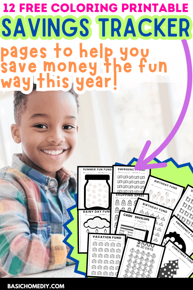 12 Free Coloring Printable Savings Tracker Pages to Save Money the Easy ...